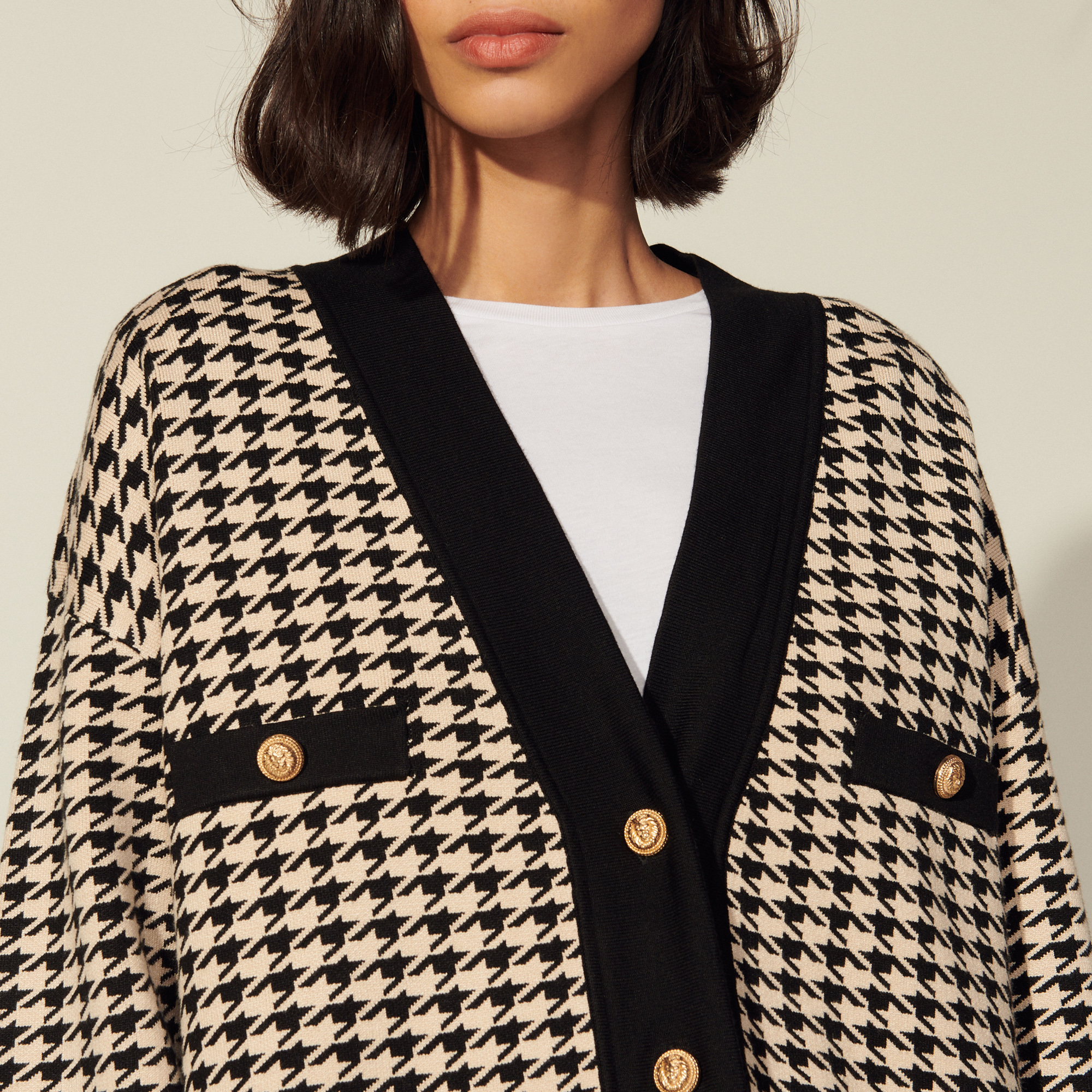 Long Houndstooth Cardigan - Sweaters & Cardigans - Sandro-paris.com